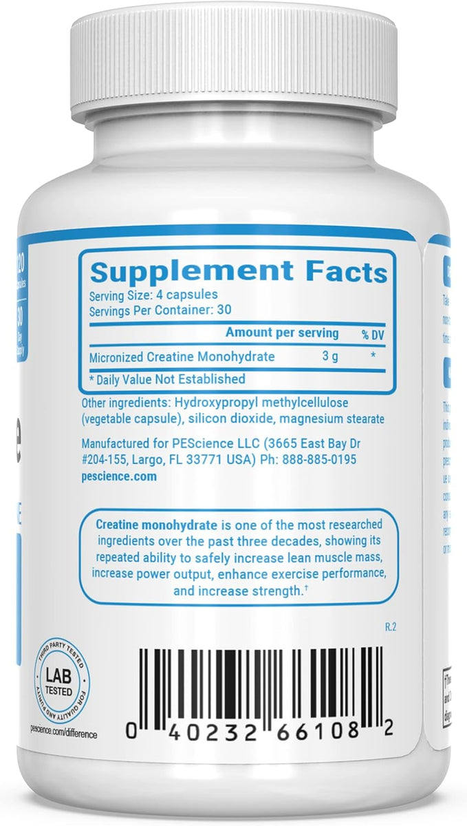 PEScience TruCreatine Micronized Creatine 120 Capsules – SuppsFam